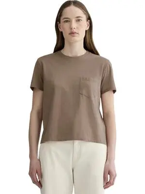 Everlane Box-cut Essential Cotton T-shirt - Mocha | Pocket